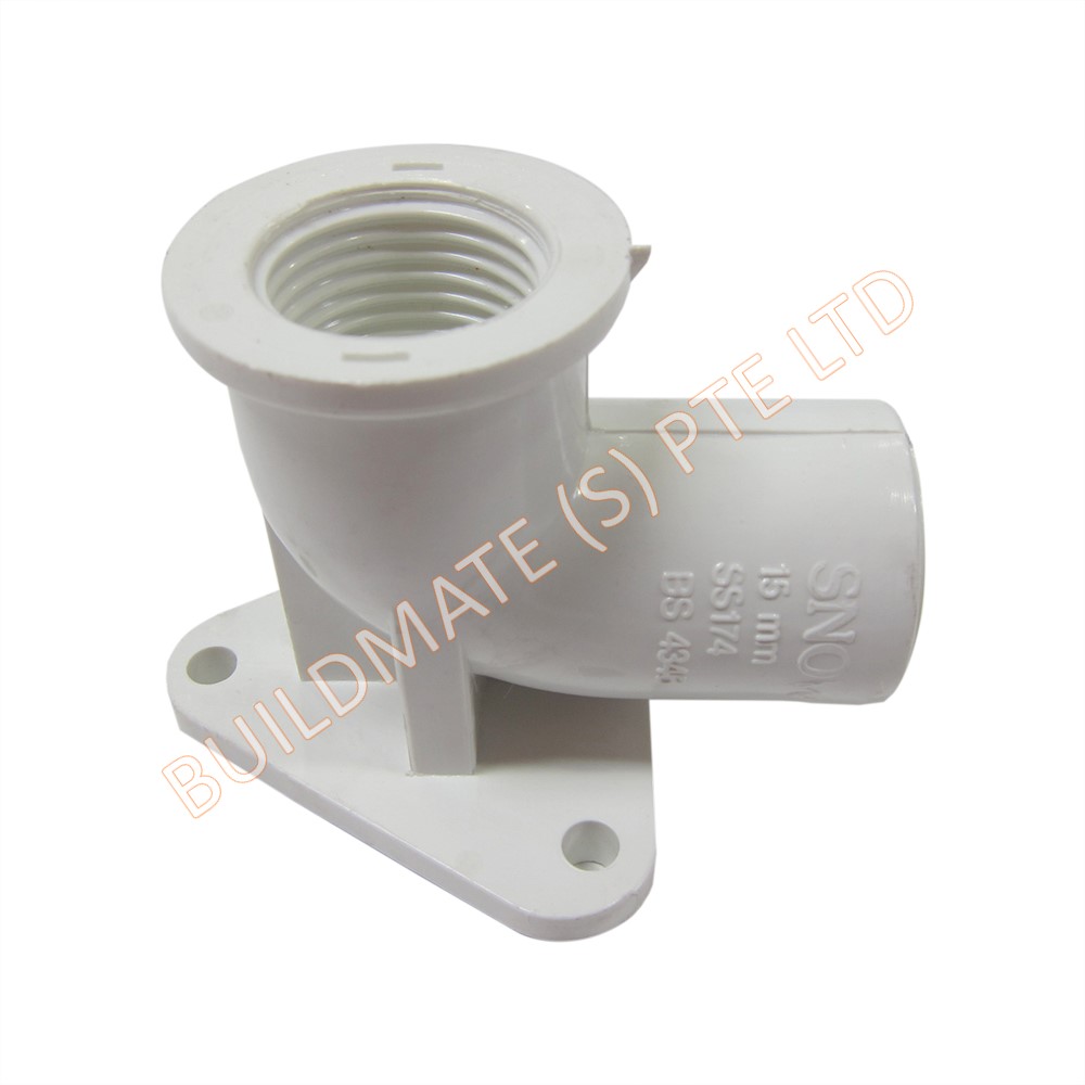 White UPVC Elbow w/Bracket - Buildmate